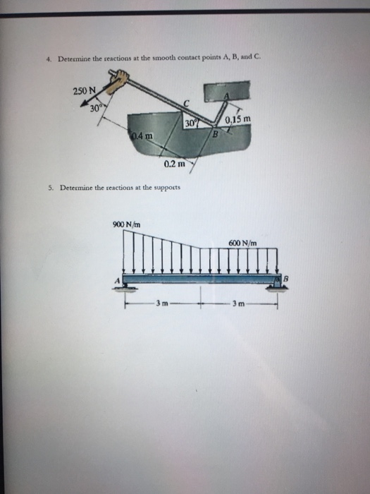 Solved 4. Determine the seactions at the smooth contact | Chegg.com