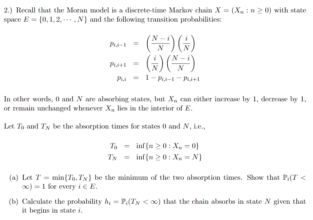 2.) Recall that the Moran model is a discrete-time | Chegg.com