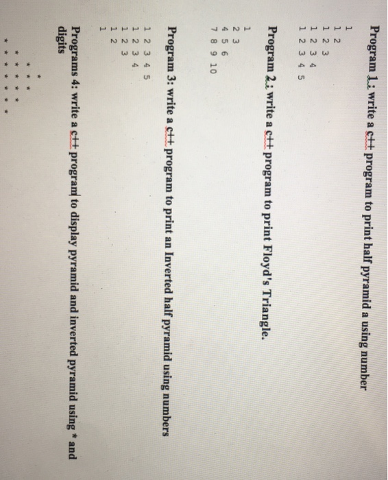 Solved Program Li write a ctt program to print half pyramid | Chegg.com
