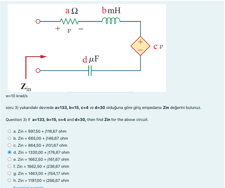 Solved Circuit Theory 2Question 3) if a=133, b=15, c=4 and | Chegg.com