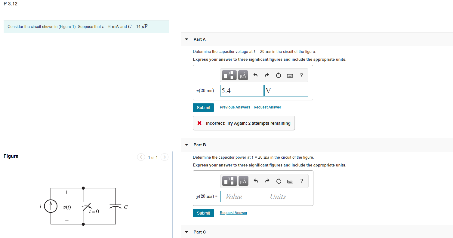 Solved: P 3.12 Consider The Circuit Shown In (Figure 1). S... | Chegg.com