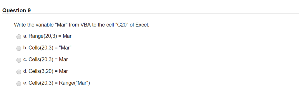 (Solved) : Question 6 Correct Command Transfer Data Cell B25 Excel Variable Var Vba Var Cells ...