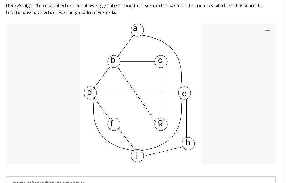 Solved Fleury's algorithm is applied on the following graph | Chegg.com