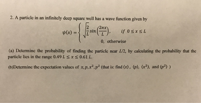 Solved 2. A particle in an infinitely deep square well has a | Chegg.com