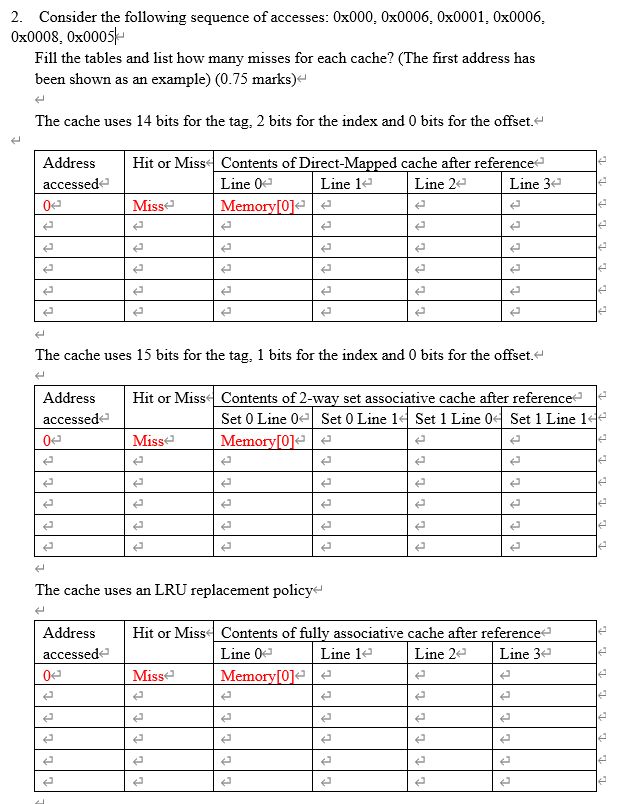 Solved 2. Consider the following sequence of accesses: | Chegg.com