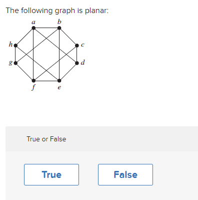 Solved The following graph is planar: True or False | Chegg.com