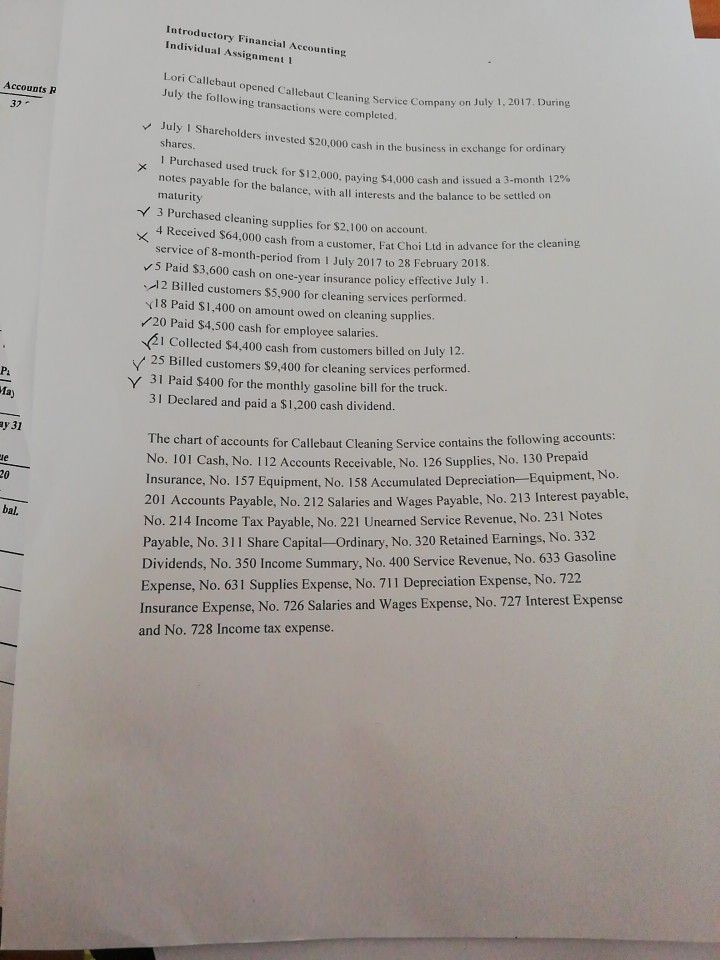 Solved Introductory Financial Accounting Individual | Chegg.com