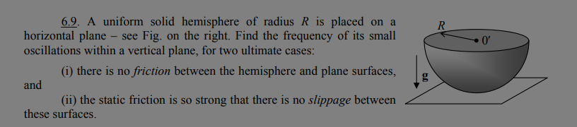 Solved 6.9. A uniform solid hemisphere of radius R is placed | Chegg.com