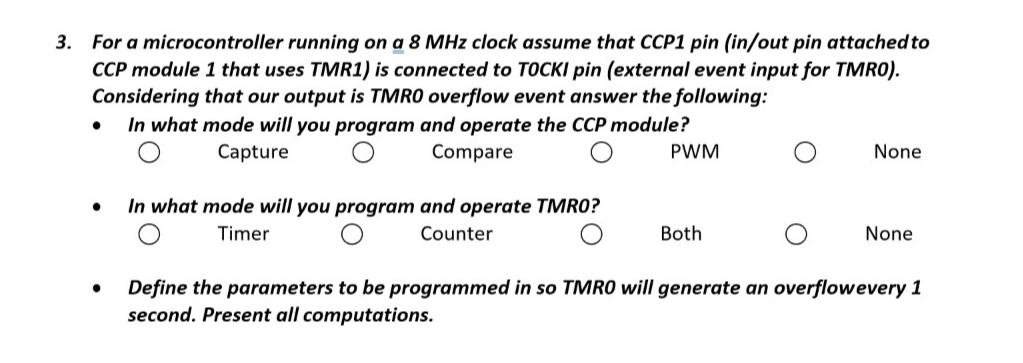 3. For a microcontroller running on a 8 MHz clock | Chegg.com