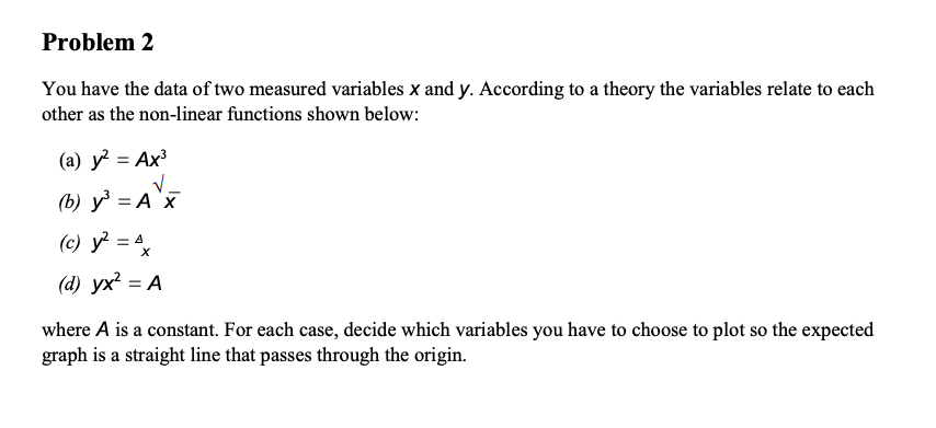 Solved Problem 2 You have the data of two measured variables | Chegg.com