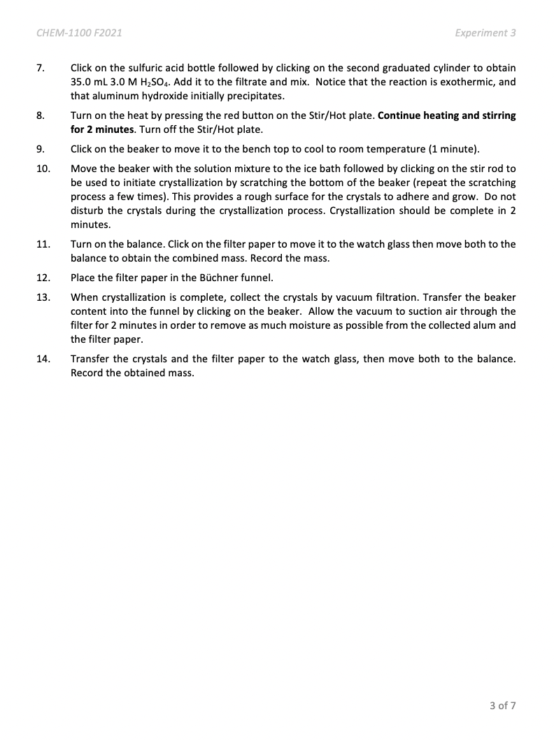 Solved CHEM-1100 F2021 Experiment 3 EXPERIMENT 3 Limiting | Chegg.com