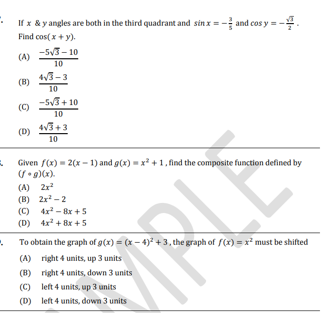 Solved If x&y angles are both in the third quadrant and | Chegg.com