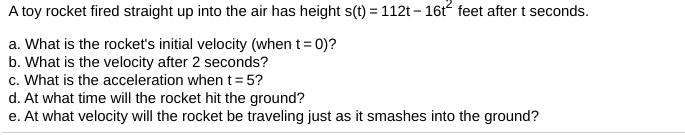 Solved A toy rocket fired straight up into the air has | Chegg.com