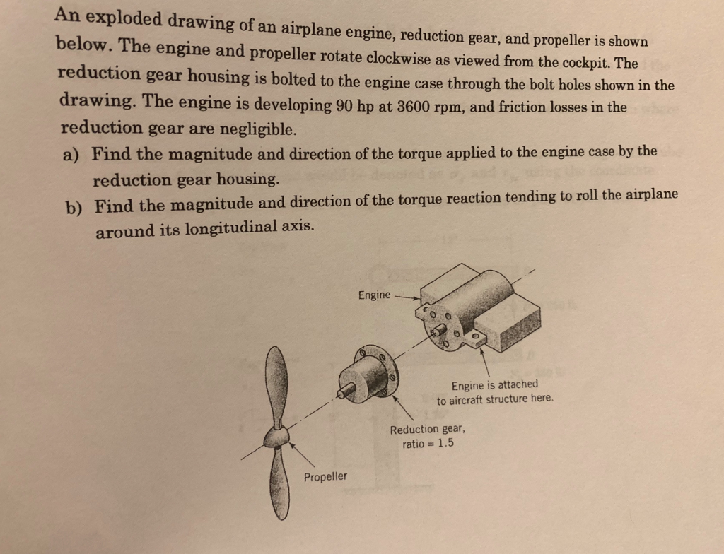 Solved An exploded drawing of an airplane engine, reduction | Chegg.com