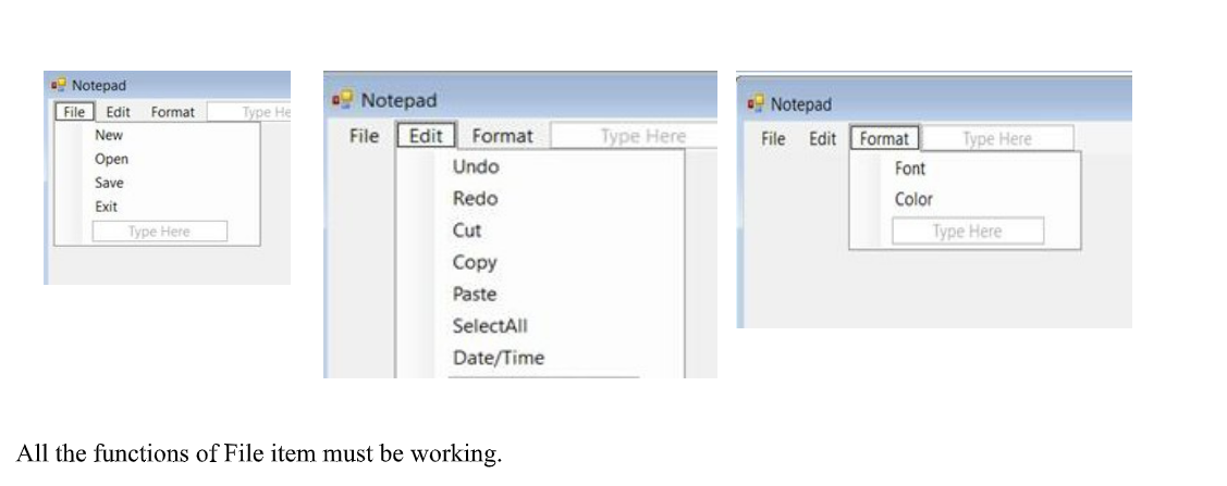 Solved Notepad Lines: 0 Length: 0 All the functions of File | Chegg.com