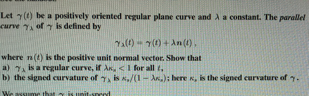 Solved Let γ t be a positively oriented regular plane curve | Chegg.com