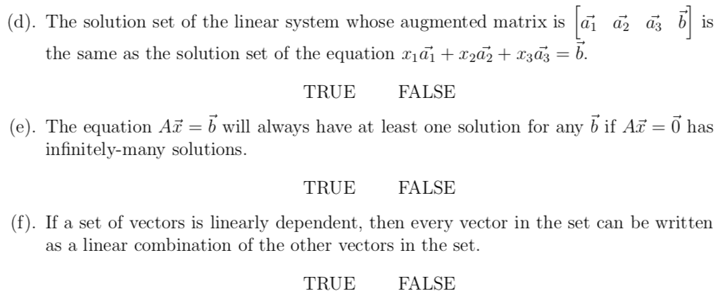 Solved (d). The solution set of the linear system whose | Chegg.com