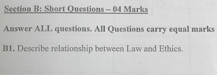 Solved Section B: Short Questions- 04 Marks Answer ALL | Chegg.com