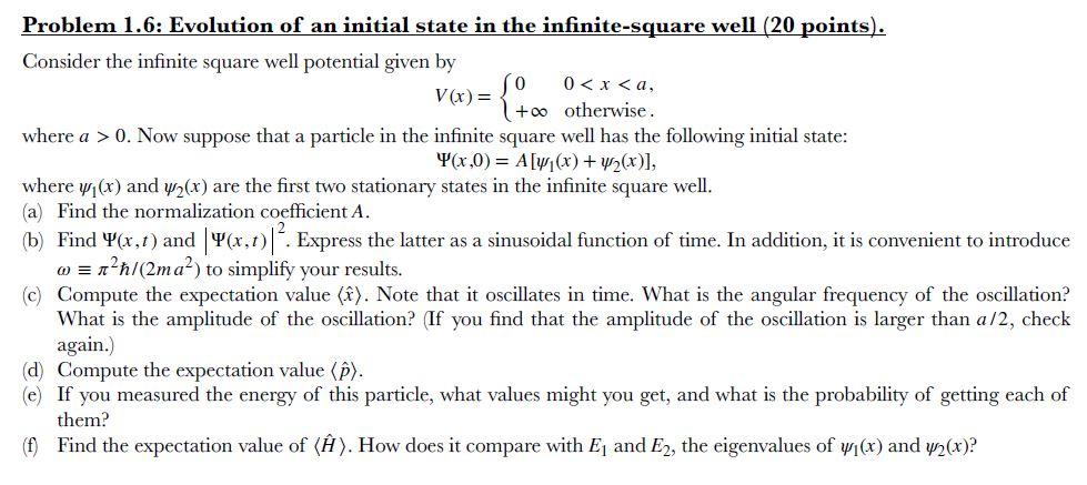 Solved Consider the infinite square well potential given | Chegg.com