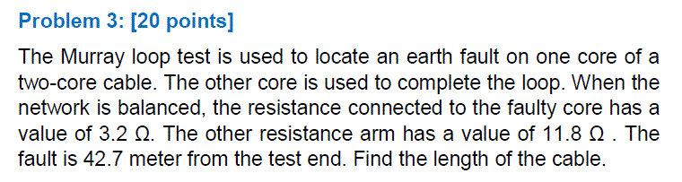 Solved Problem 3: [20 points] The Murray loop test is used | Chegg.com