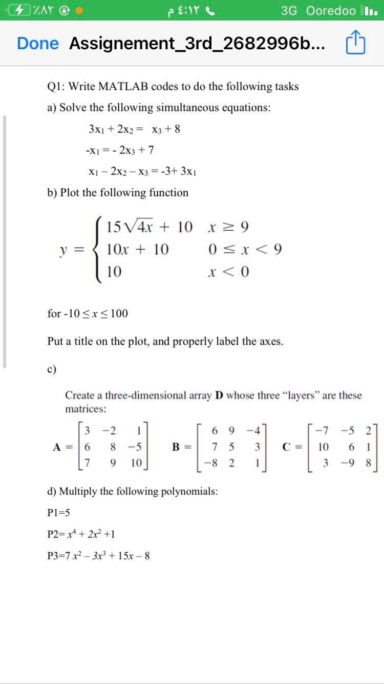 Solved 4٪۸۲ Peilta 3G Ooredoo ls. Done | Chegg.com