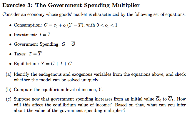 Solved Exercise 3: The Government Spending Multiplier | Chegg.com