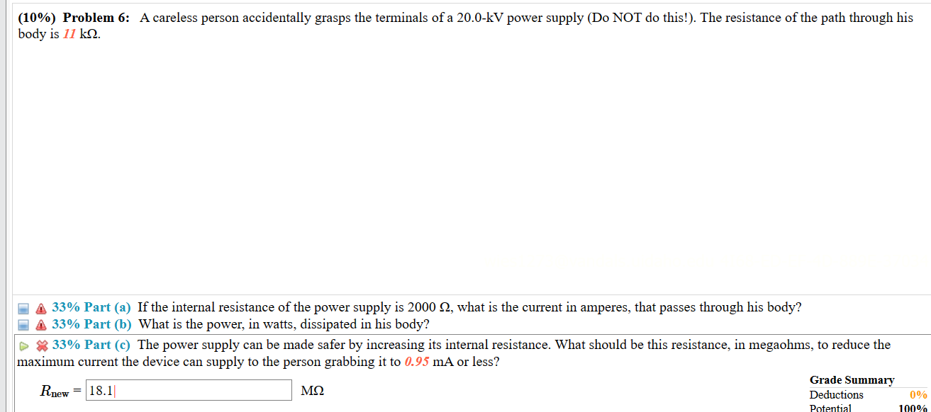 Solved (10\%) Problem 6: A careless person accidentally | Chegg.com