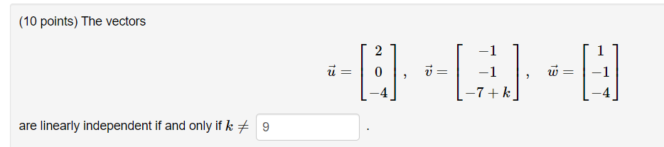 Solved (10 points) The vectors | Chegg.com