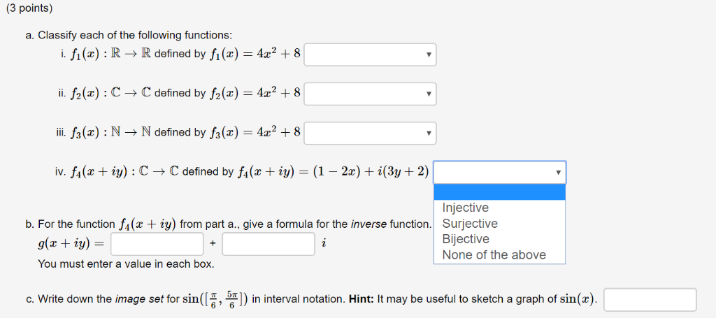 Solved (3 points) a. Classify each of the following | Chegg.com