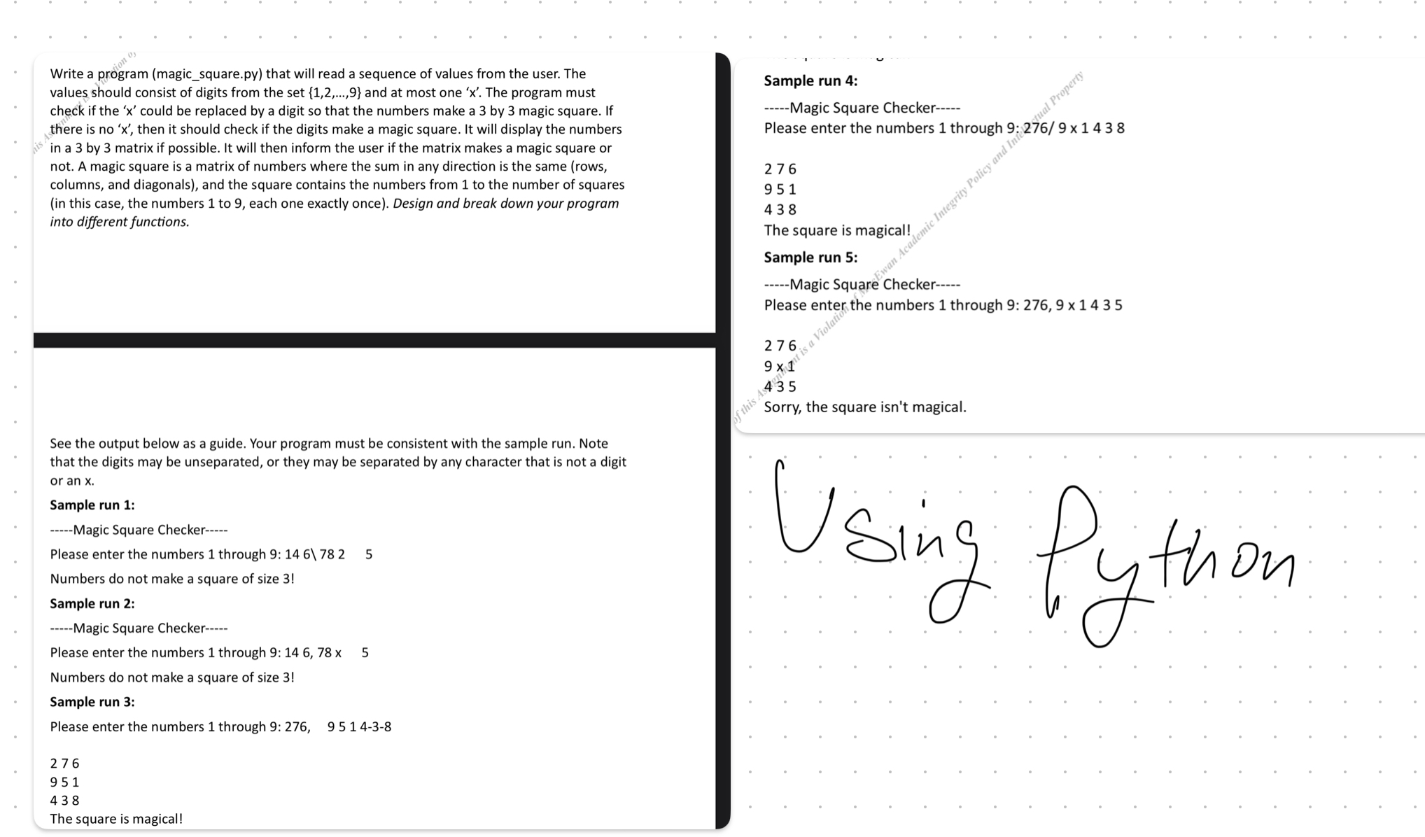 Solved Write a program (magic_square.py) ﻿that will read a | Chegg.com