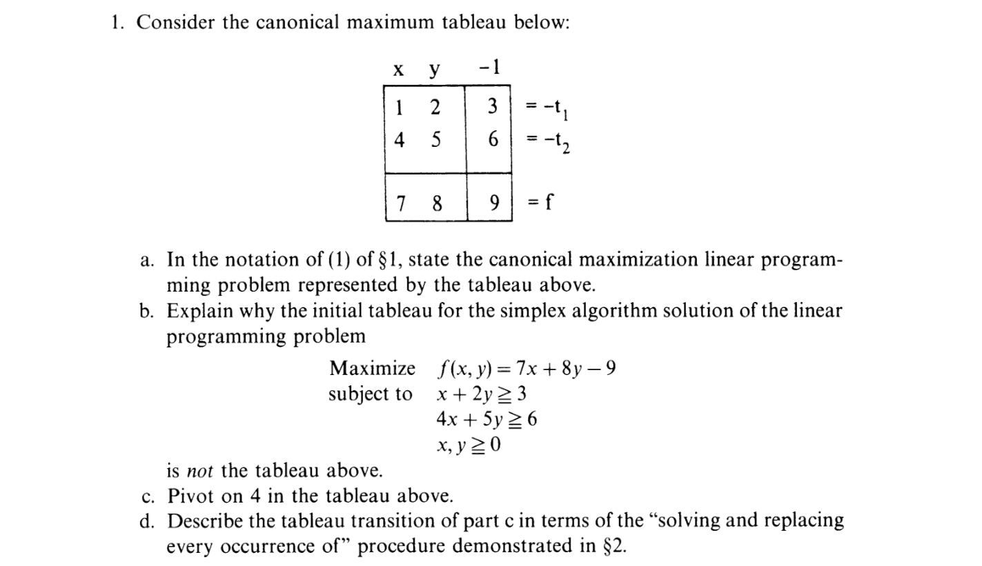 Solved 1. Consider the canonical maximum tableau below: x 1 | Chegg.com