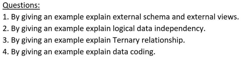 Solved Questions: 1. By giving an example explain external | Chegg.com