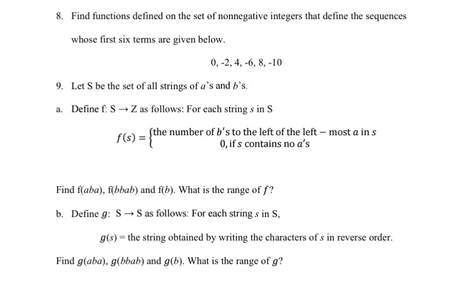 Solved 8 Find Functions Defined On The Set Of Nonnegative