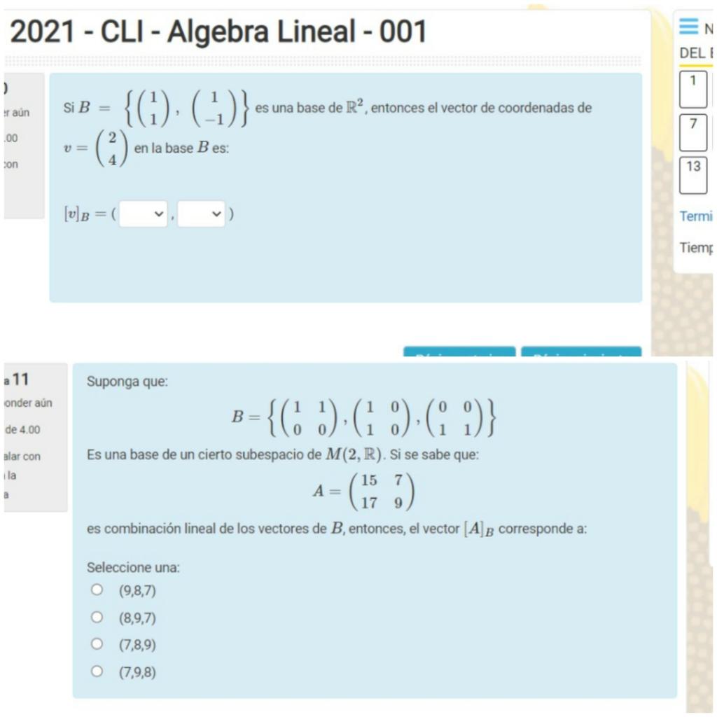 2021 - CLI - Algebra Lineal - 001 EN DELI 1 ) Si B = | Chegg.com