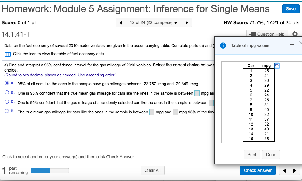 Solved Homework Module 5 Assignment Inference For Single
