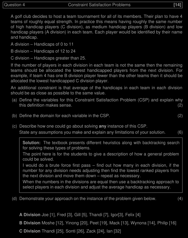 Solved Question 4 Constraint Satisfaction Problems 14 A 