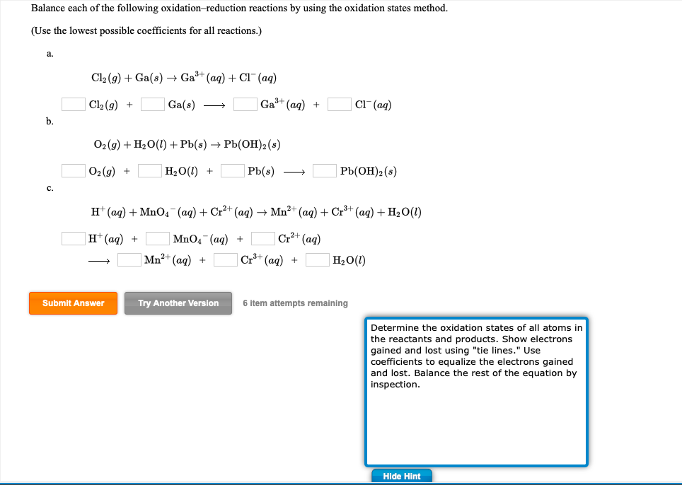 Solved Balance each of the following oxidation–reduction | Chegg.com