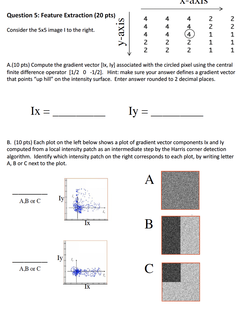 Solved Question 5: Feature Extraction (20 ﻿pts)Consider the | Chegg.com