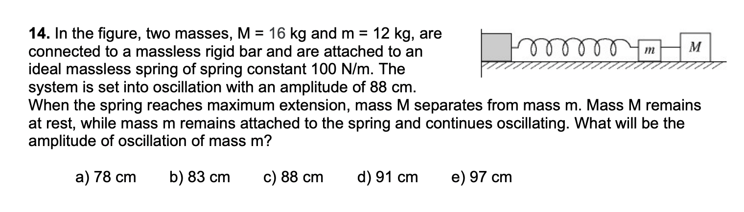 Solved 14. In the figure, two masses, M=16 kg and m=12 kg, | Chegg.com