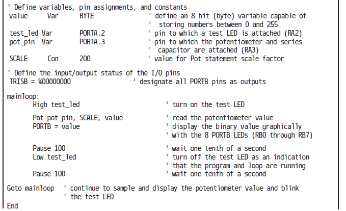 The PicBasic Pro statement Pot applied in Example 7.6 | Chegg.com