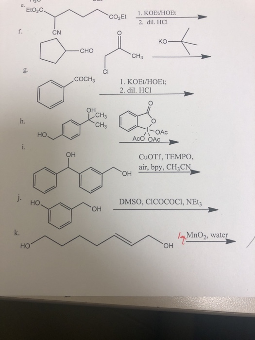 Solved e. Eto2C CO,Et . KOEUHOE 2. dil. HCI CN ко- -сно CH3 | Chegg.com