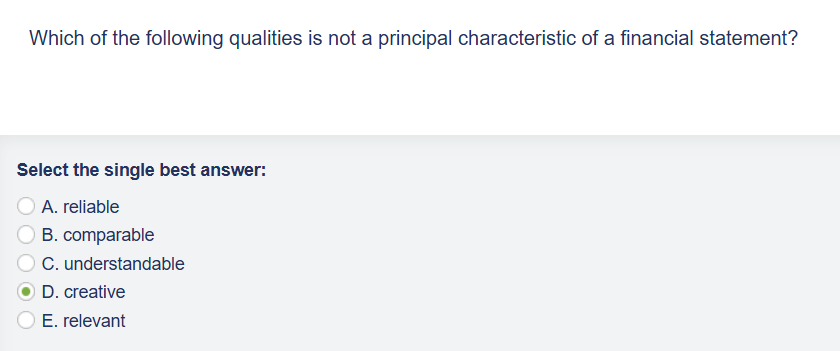 Solved Which of the following qualities is not a principal | Chegg.com