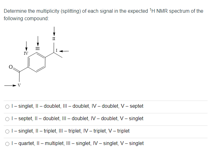 Solved Determine the multiplicity (splitting) ﻿of each | Chegg.com