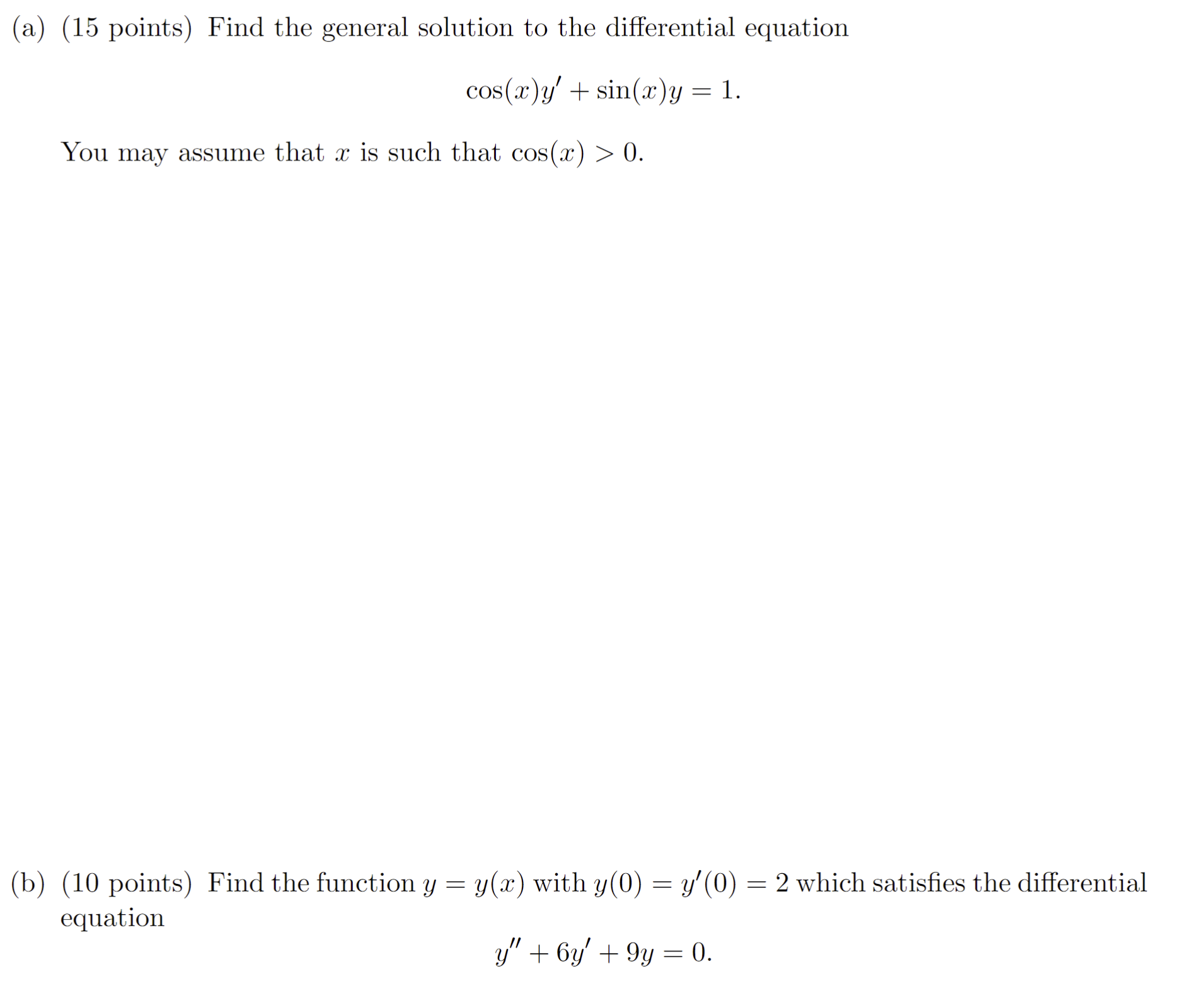 Solved (a) (15 ﻿points) ﻿Find the general solution to the | Chegg.com
