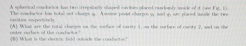 Solved A spherical conductor has two irregularly-shaped | Chegg.com