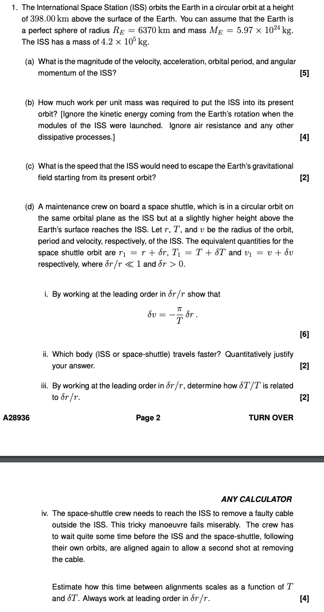 Solved 1. The International Space Station (ISS) orbits the | Chegg.com