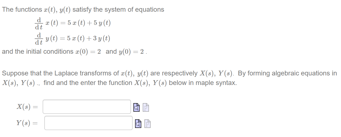Solved The functions x(t),y(t) ﻿satisfy the system of | Chegg.com