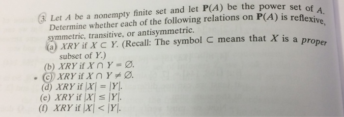 Solved Let A be a nonempty finite set and let P(A) be the | Chegg.com
