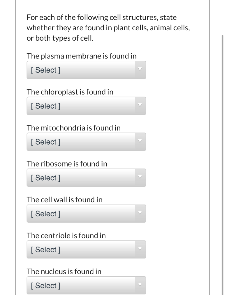 Solved For each of the following cell structures, state | Chegg.com
