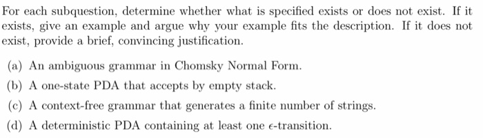 Solved For each subquestion, determine whether what is | Chegg.com